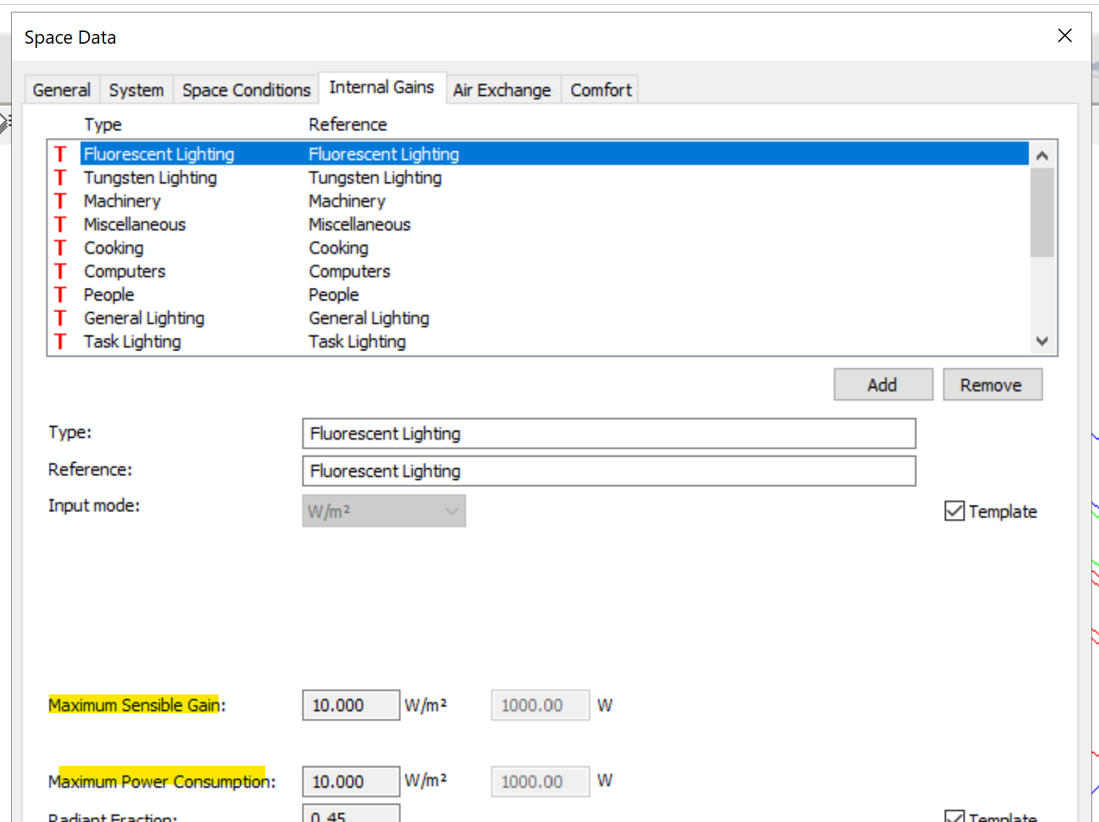 Parametric tool – Entry pane