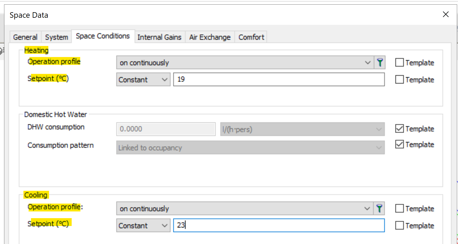 Parametric tool – Entry pane